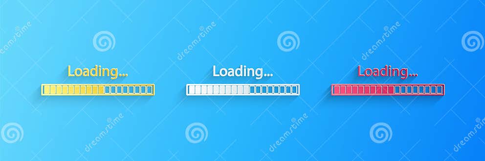 Paper Cut Loading Icon Isolated on Blue Background. Progress Bar Icon ...