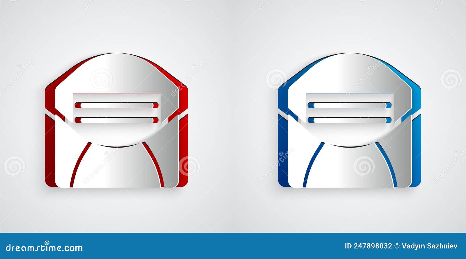 Paper Cut Mail and E-mail Icon Isolated on Grey Background. Envelope ...