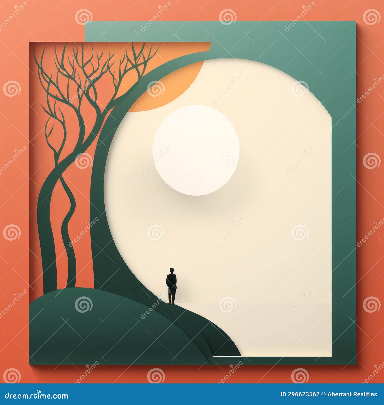 A Paper Cut of a Man Standing in Front of a Tree with the Sun in the ...