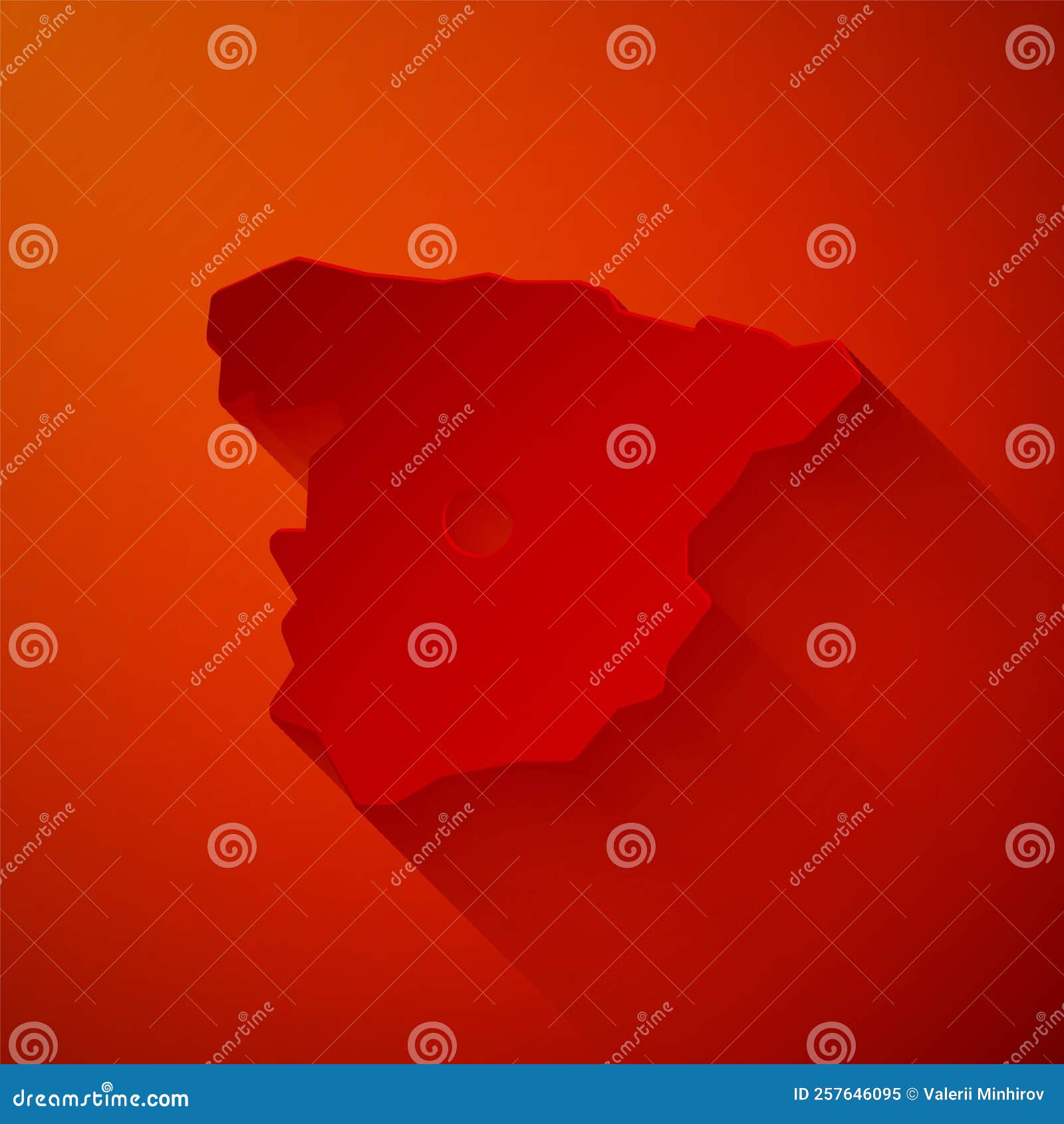Paper Cut Map of Spain Icon Isolated on Red Background. Paper Art Style ...