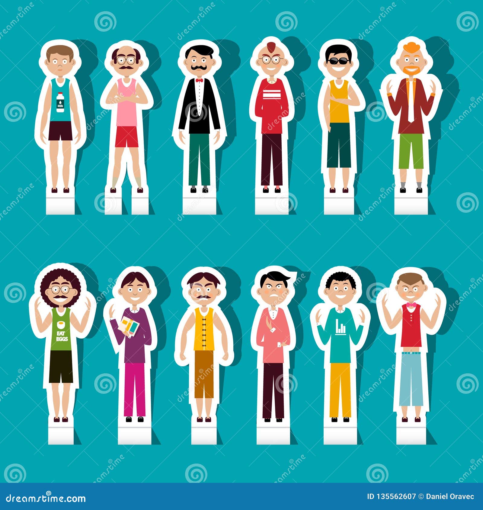 Paper Cut Men Set. Vector People Avatar Stock Vector - Illustration of ...