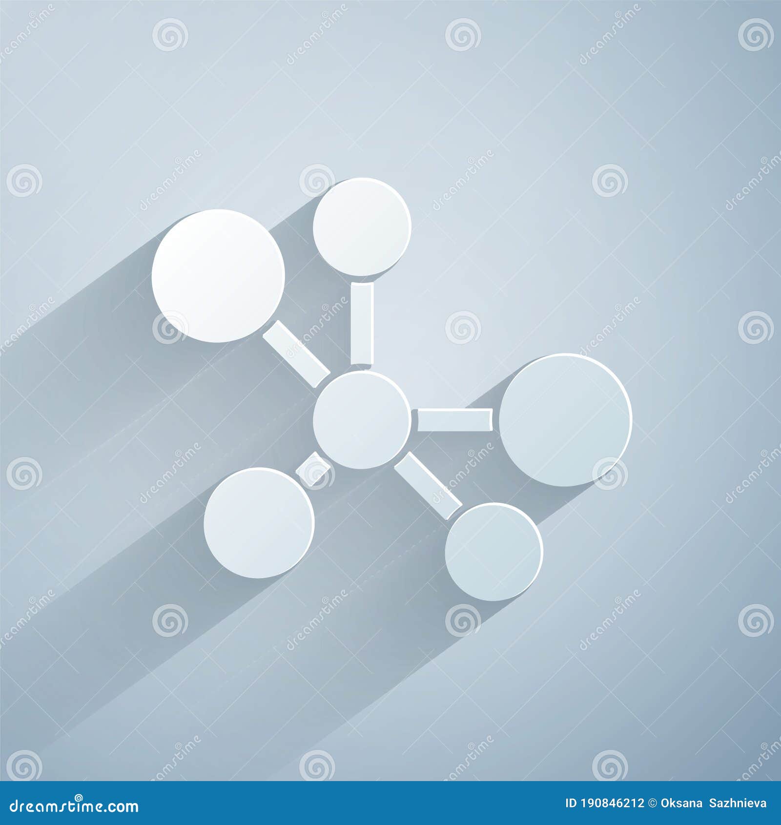 Paper Cut Molecule Icon Isolated on Grey Background. Structure of ...