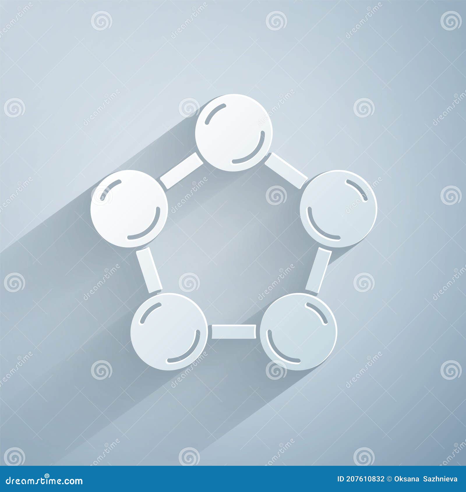 Paper Cut Molecule Icon Isolated on Grey Background. Structure of ...