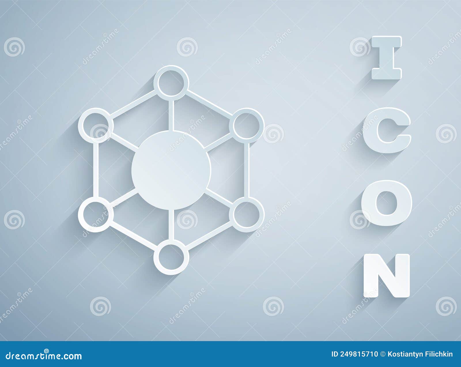 Paper Cut Molecule Icon Isolated on Grey Background. Structure of ...