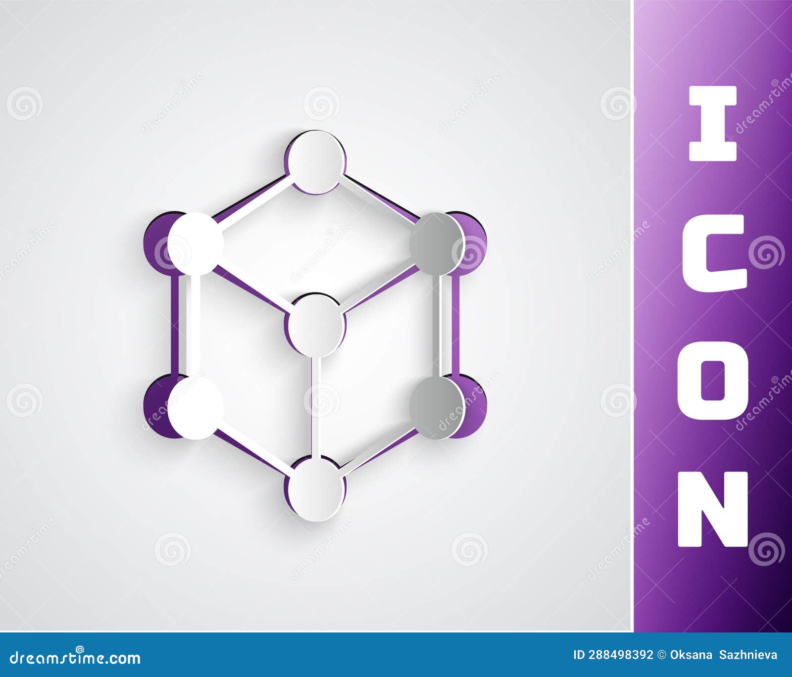 Paper Cut Molecule Icon Isolated on Grey Background. Structure of ...