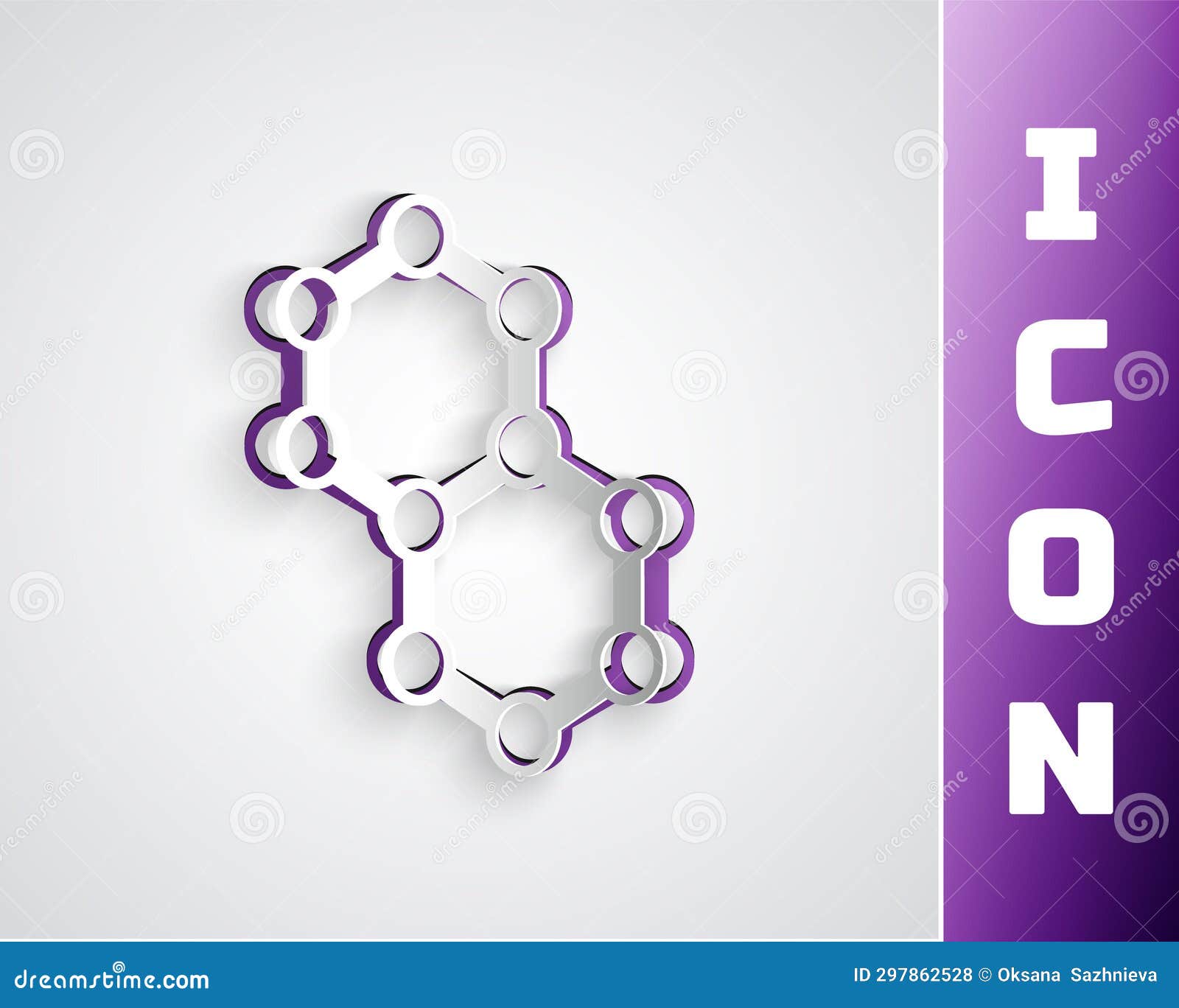 Paper Cut Molecule Icon Isolated on Grey Background. Structure of ...