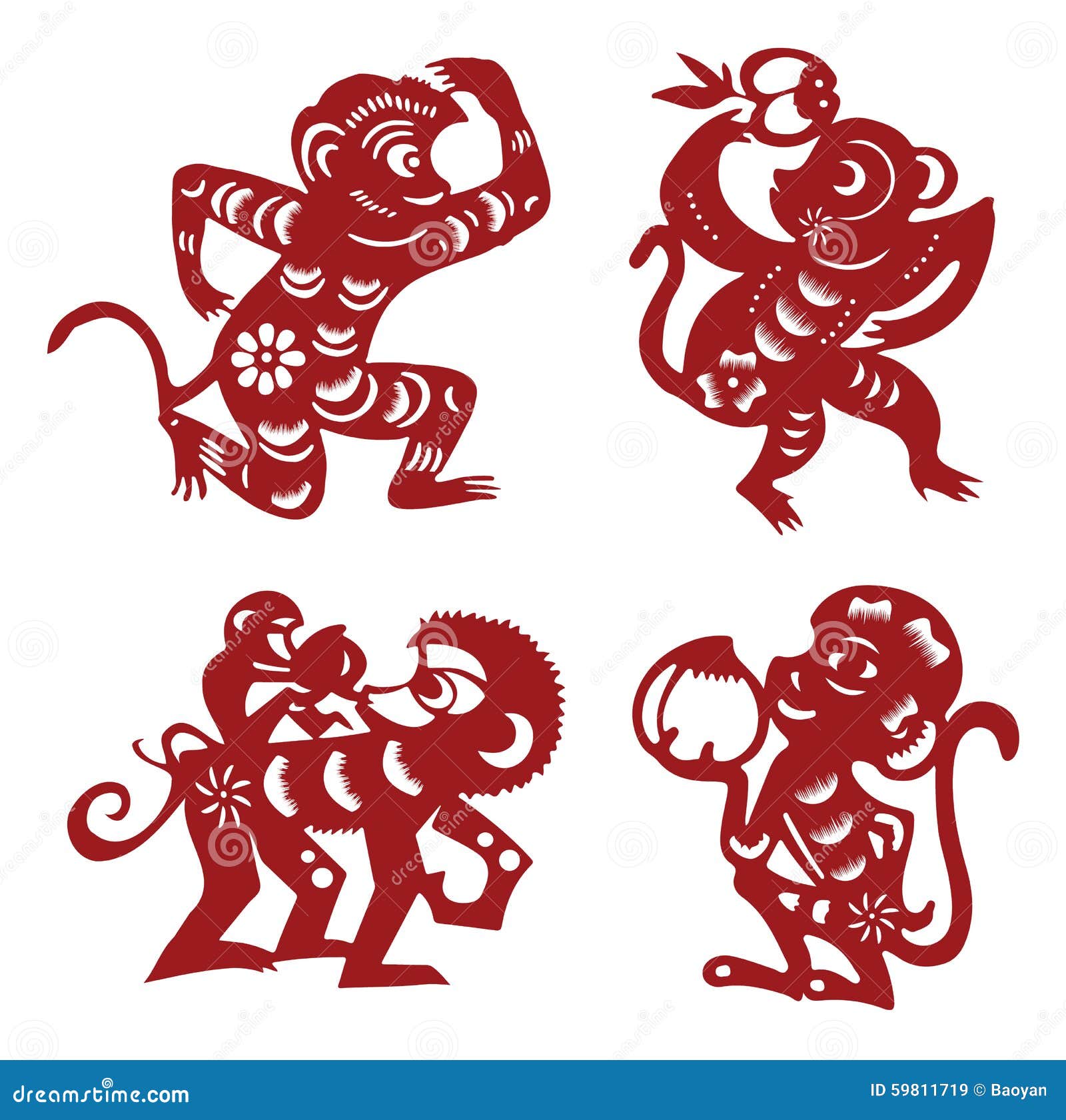 Paper cut monkey stock vector. Illustration of china - 59811719