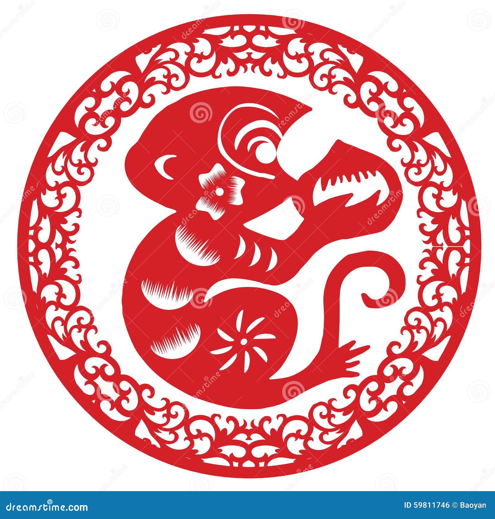 Paper cut monkey stock vector. Illustration of design - 59811746