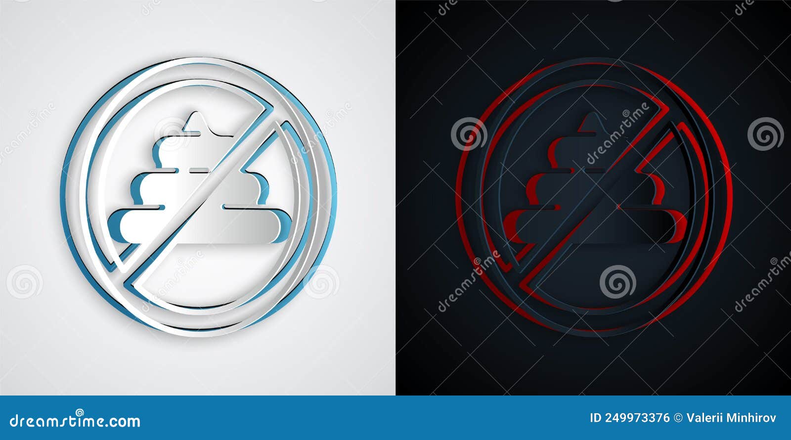 Paper Cut No Shit Icon Isolated on Grey and Black Background. Paper Art ...