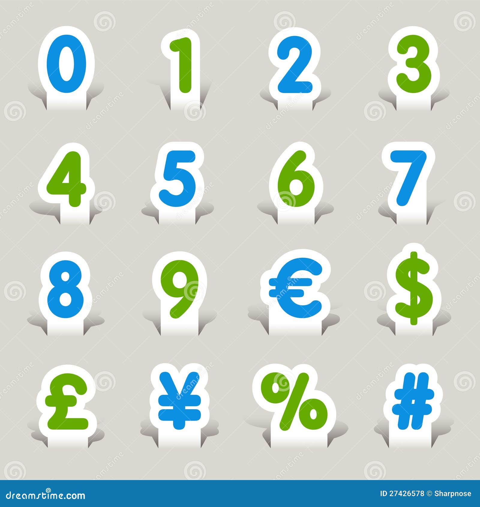Paper Cut - Numbers stock illustration. Illustration of blue - 27426578