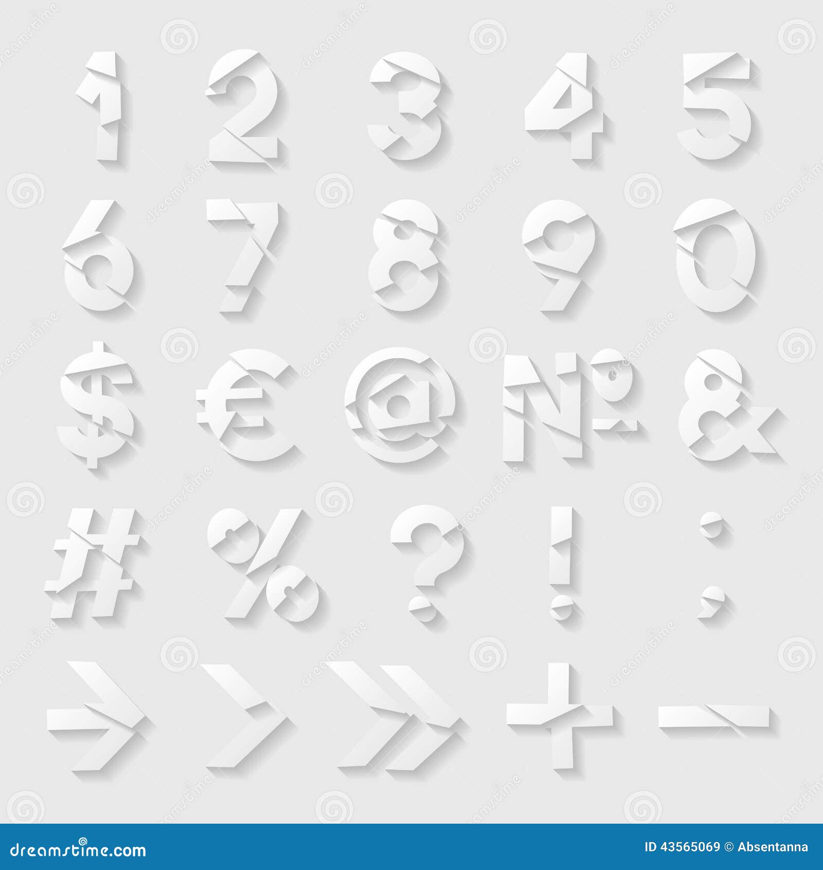 Paper Cut Numbers And Symbols Cartoon Vector | CartoonDealer.com #43565069