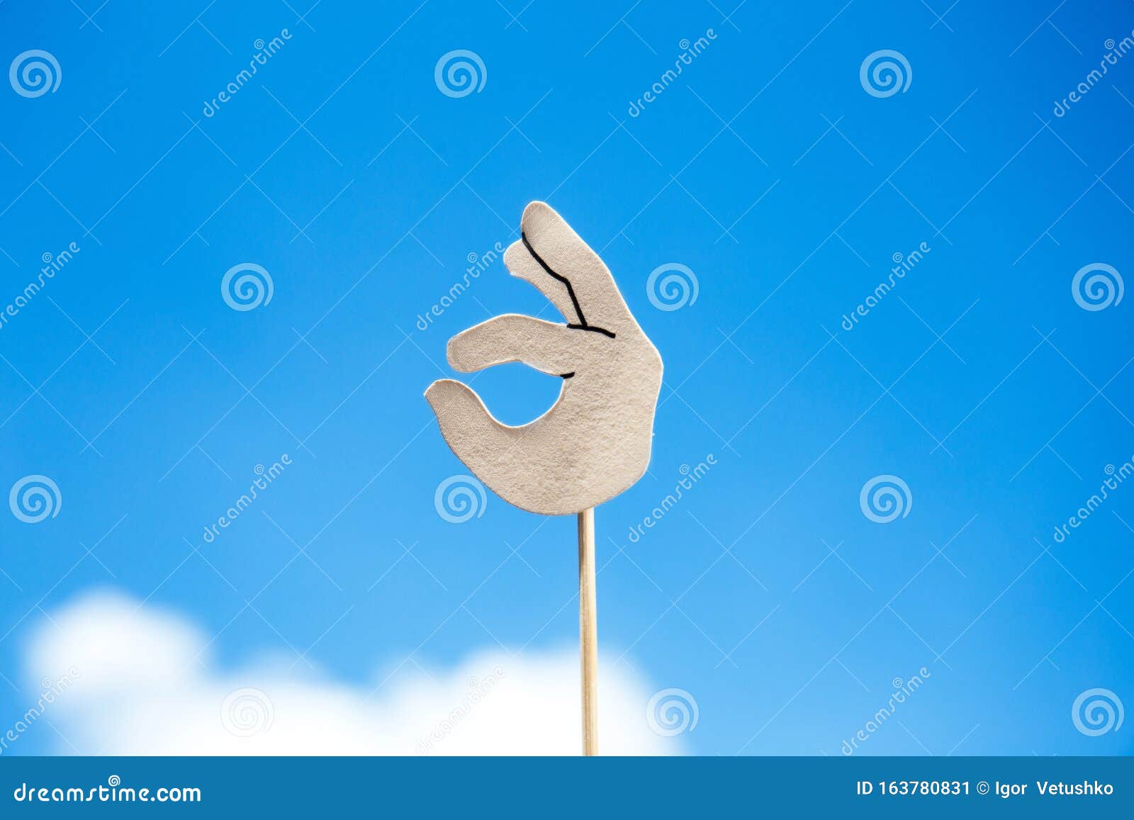 Paper Cut Okay Sign on Blue Sky Background Stock Image - Image of copy ...