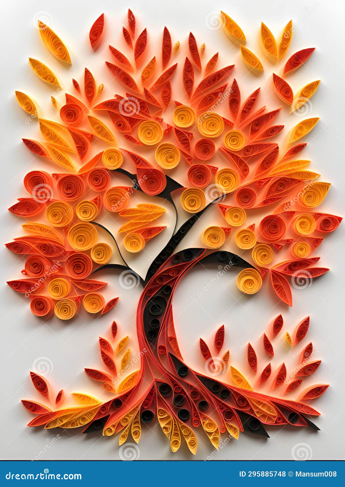 Paper Cut Out from Autumn Tree. 3d Illustration Stock Illustration ...