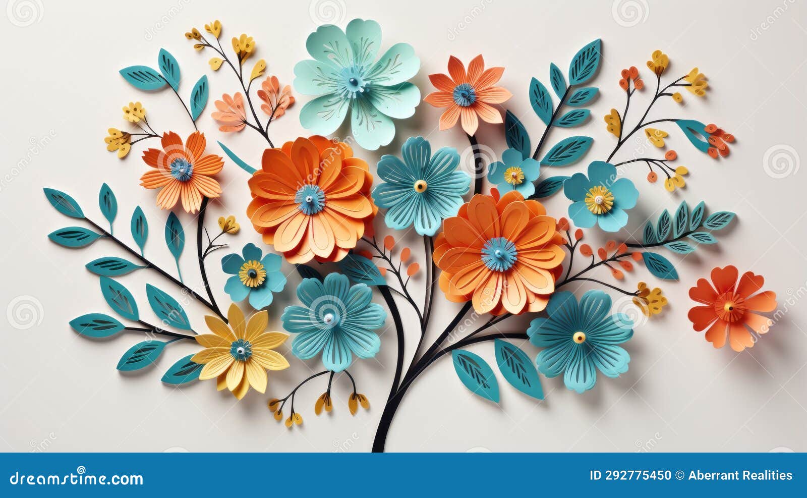 A Paper Cut Out of Flowers on a White Background Stock Illustration ...