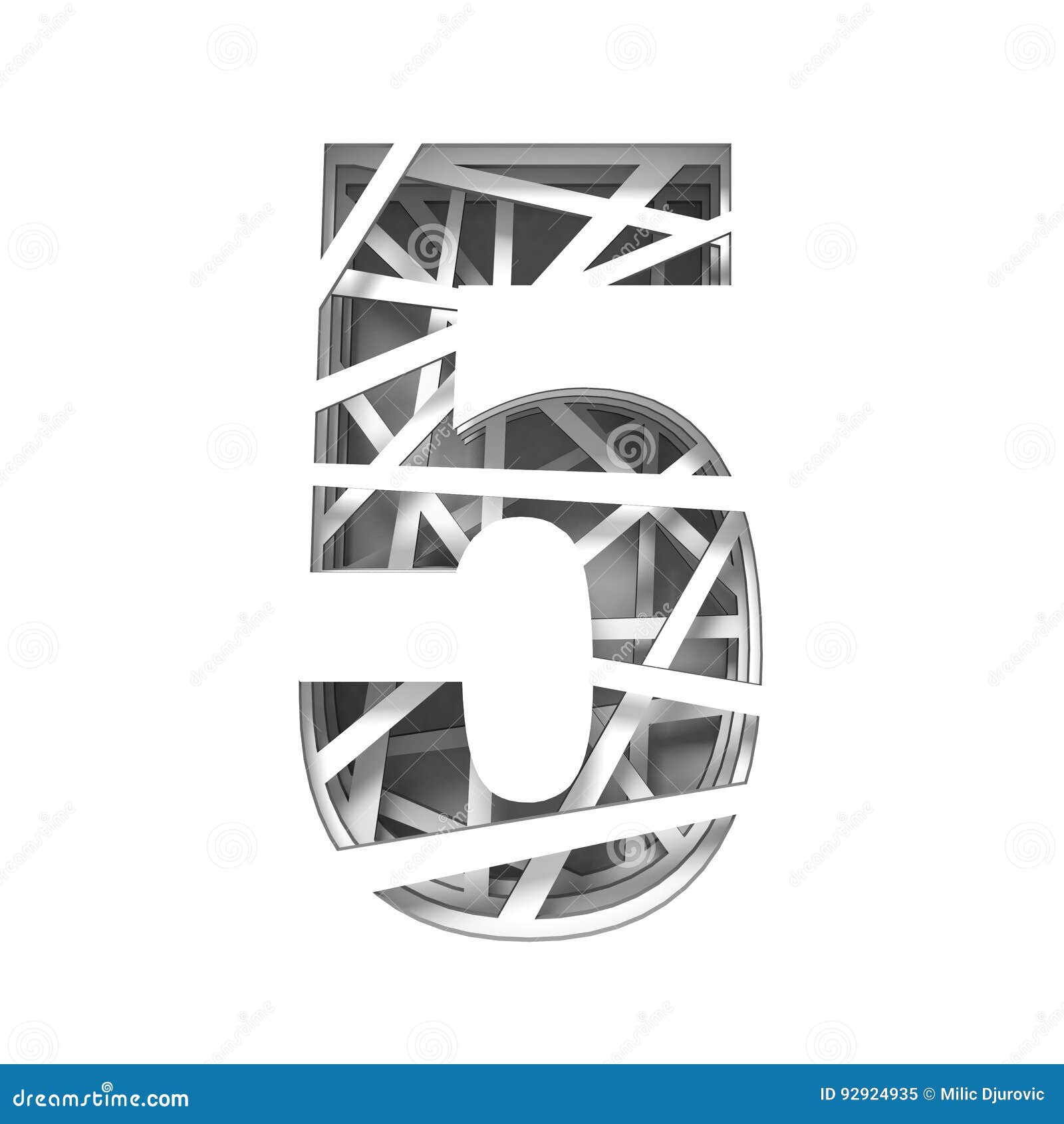 Paper Cut Out Font Number FIVE 5 3D Stock Illustration - Illustration ...