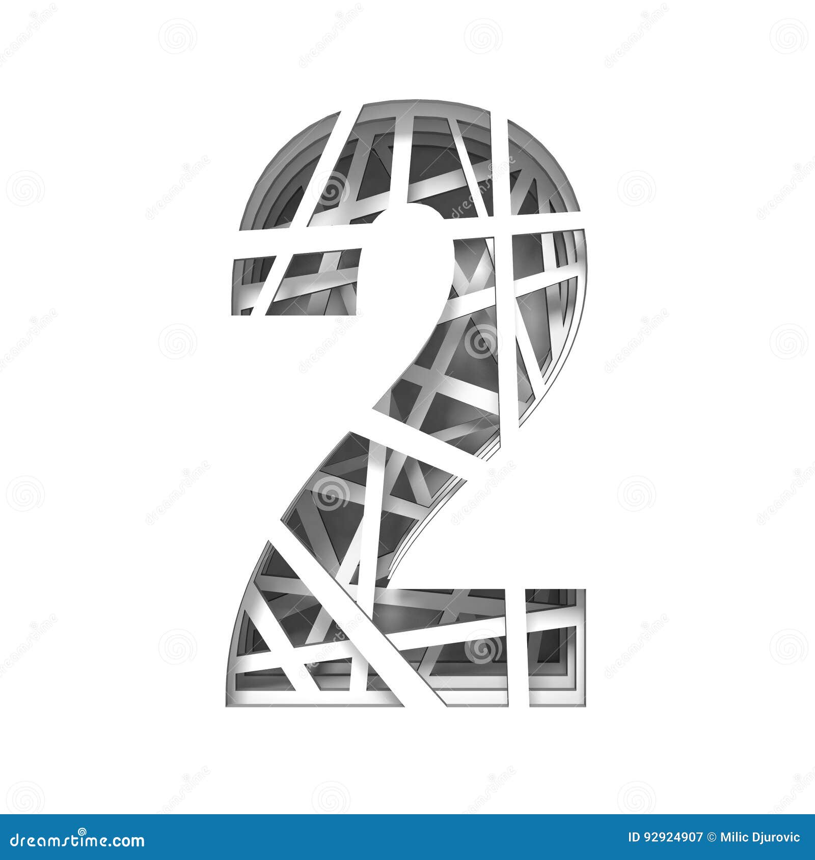 Paper Cut Out Font Number TWO 2 3D Stock Illustration - Illustration of ...