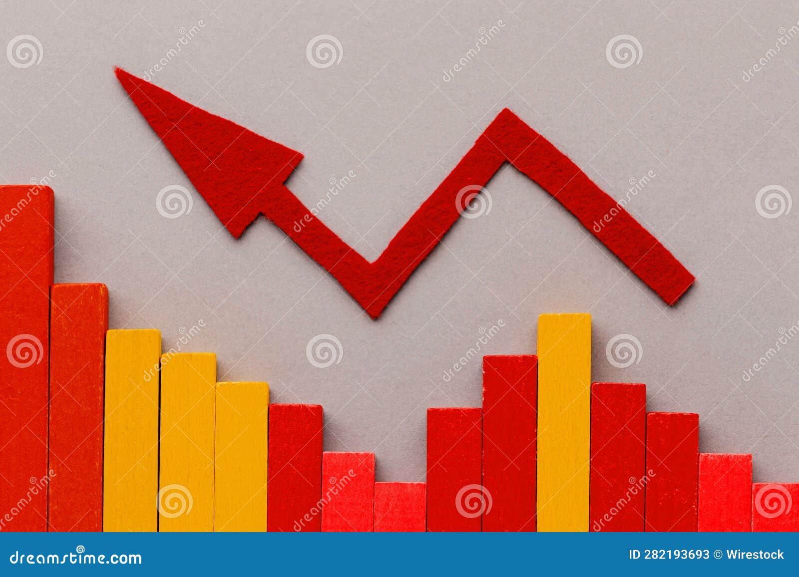 Paper Cut-out of a Red Arrow Pointing Upwards, Over a Graph Stock Image ...