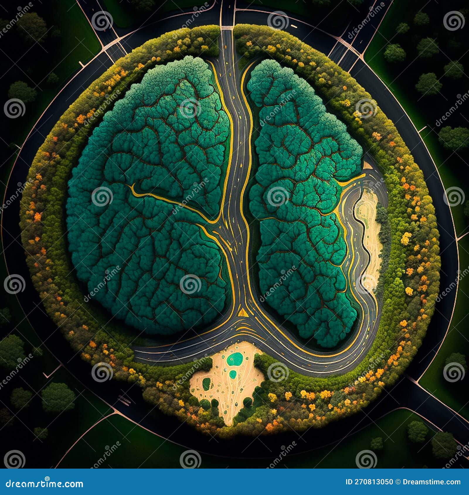 A Paper Cut Out of a Road with Trees on it Stock Illustration ...