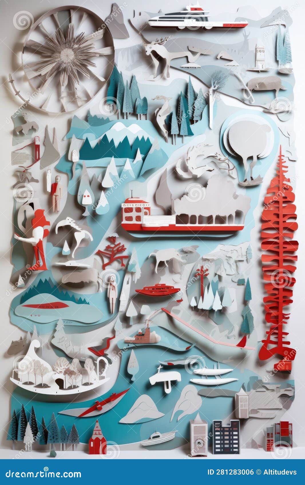 Paper Cut-outs of Various Infographic Elements Stock Illustration ...