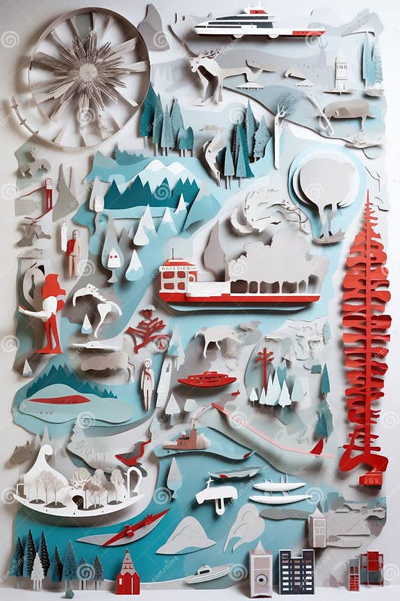 Paper Cut-outs of Various Infographic Elements Stock Illustration ...