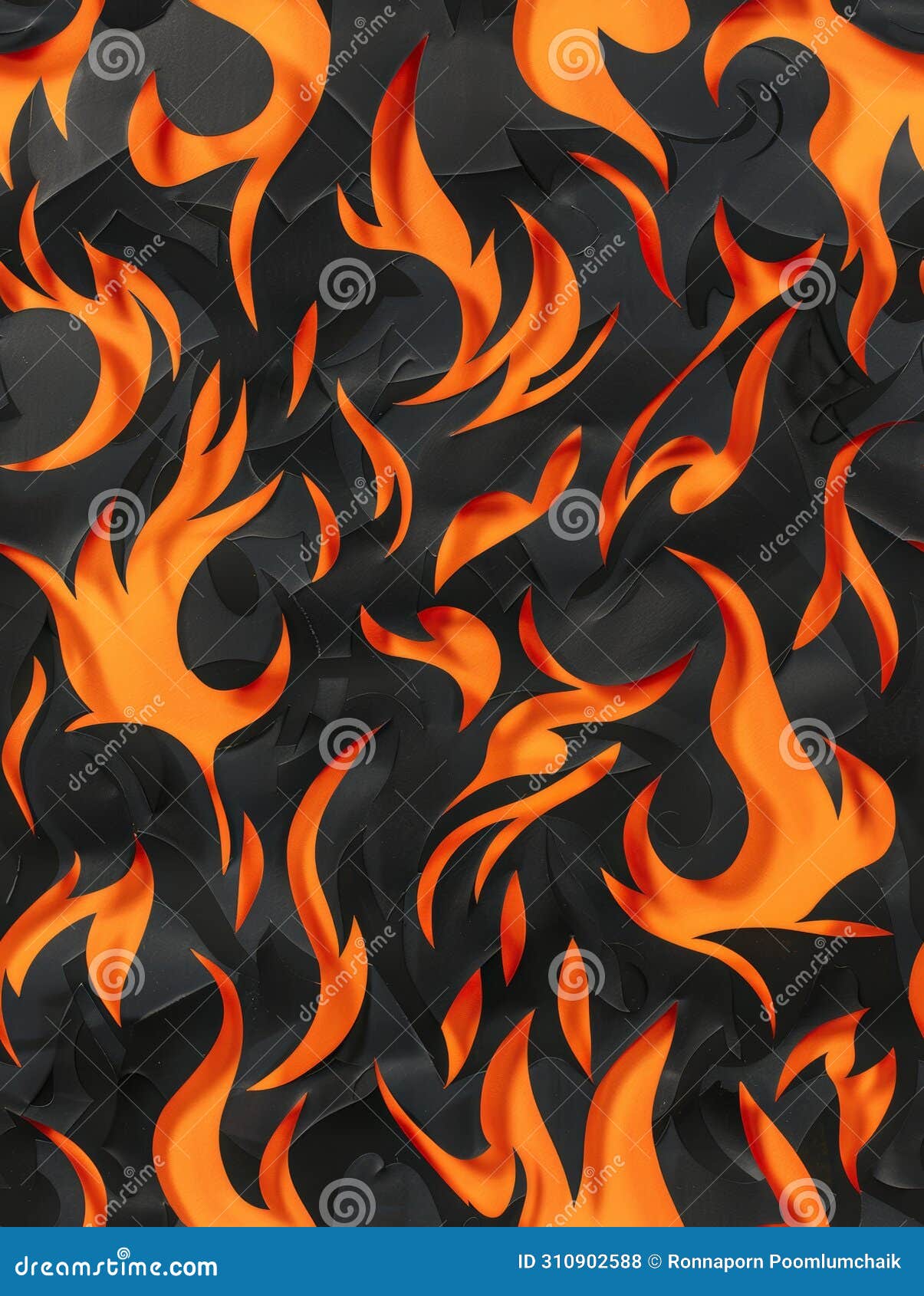 A Paper-cut Pattern Depicts Flames in a Fiery Design Stock Illustration ...