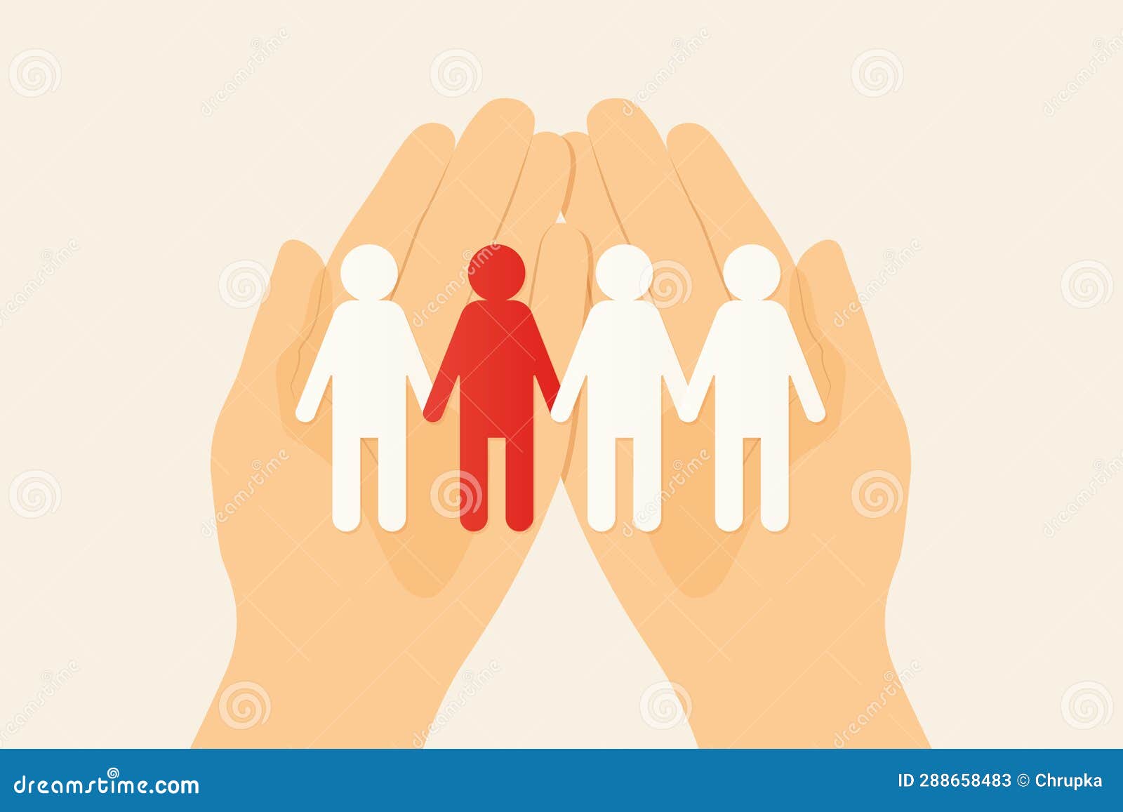 Paper Cut People on Open Hands, One that Stands Out Stock Illustration ...