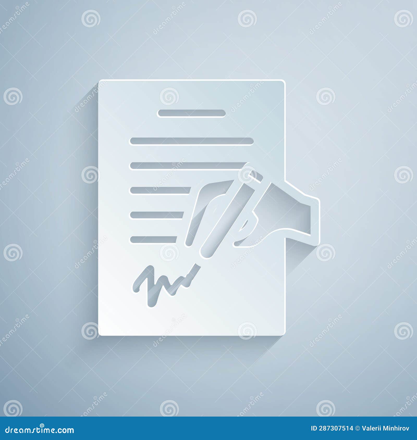 Paper Cut Petition Icon Isolated on Grey Background. Paper Art Style ...