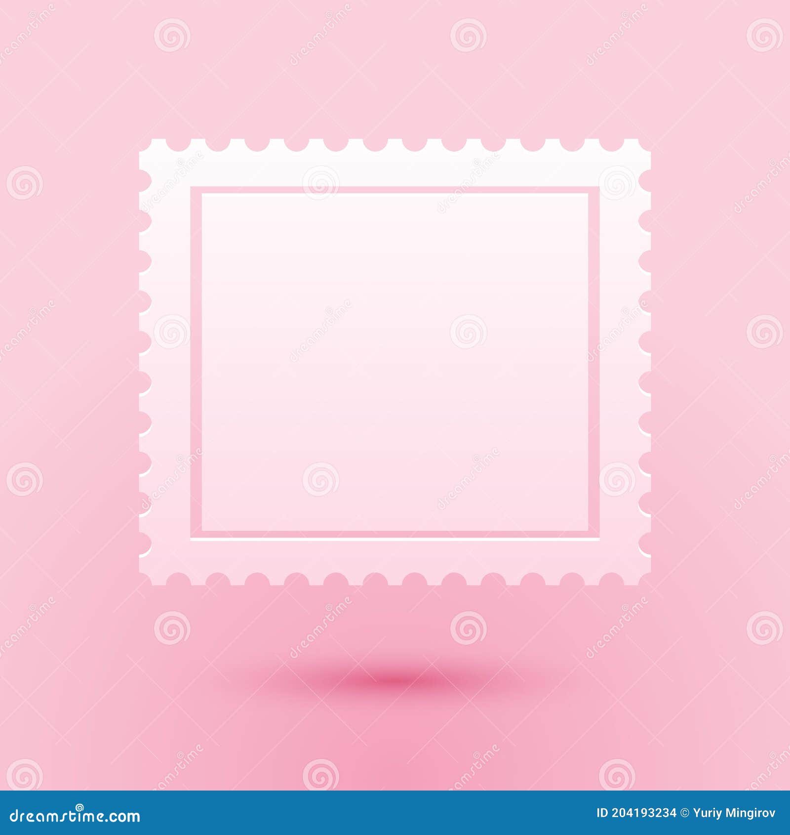Paper Cut Postal Stamp Icon Isolated on Pink Background. Paper Art ...