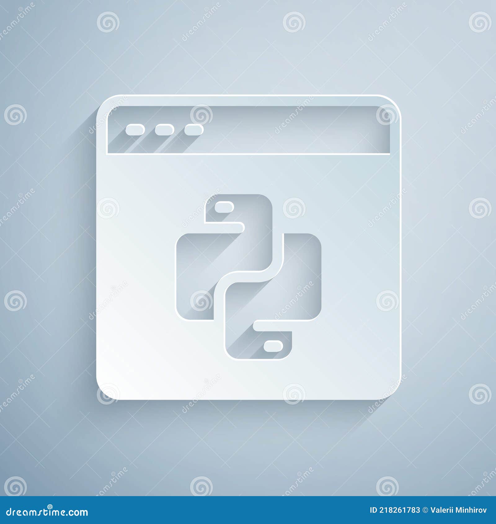 Paper Cut Python Programming Language Icon Isolated on Grey Background ... Paper Cut Python Programming Language Icon Isolated on Grey Background ...