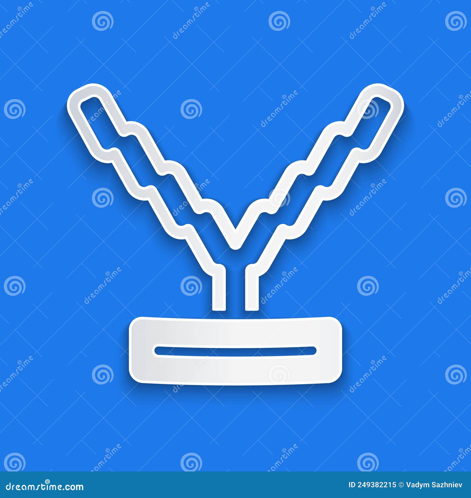 Paper Cut Rapper Chain Icon Isolated on Blue Background. Paper Art ...
