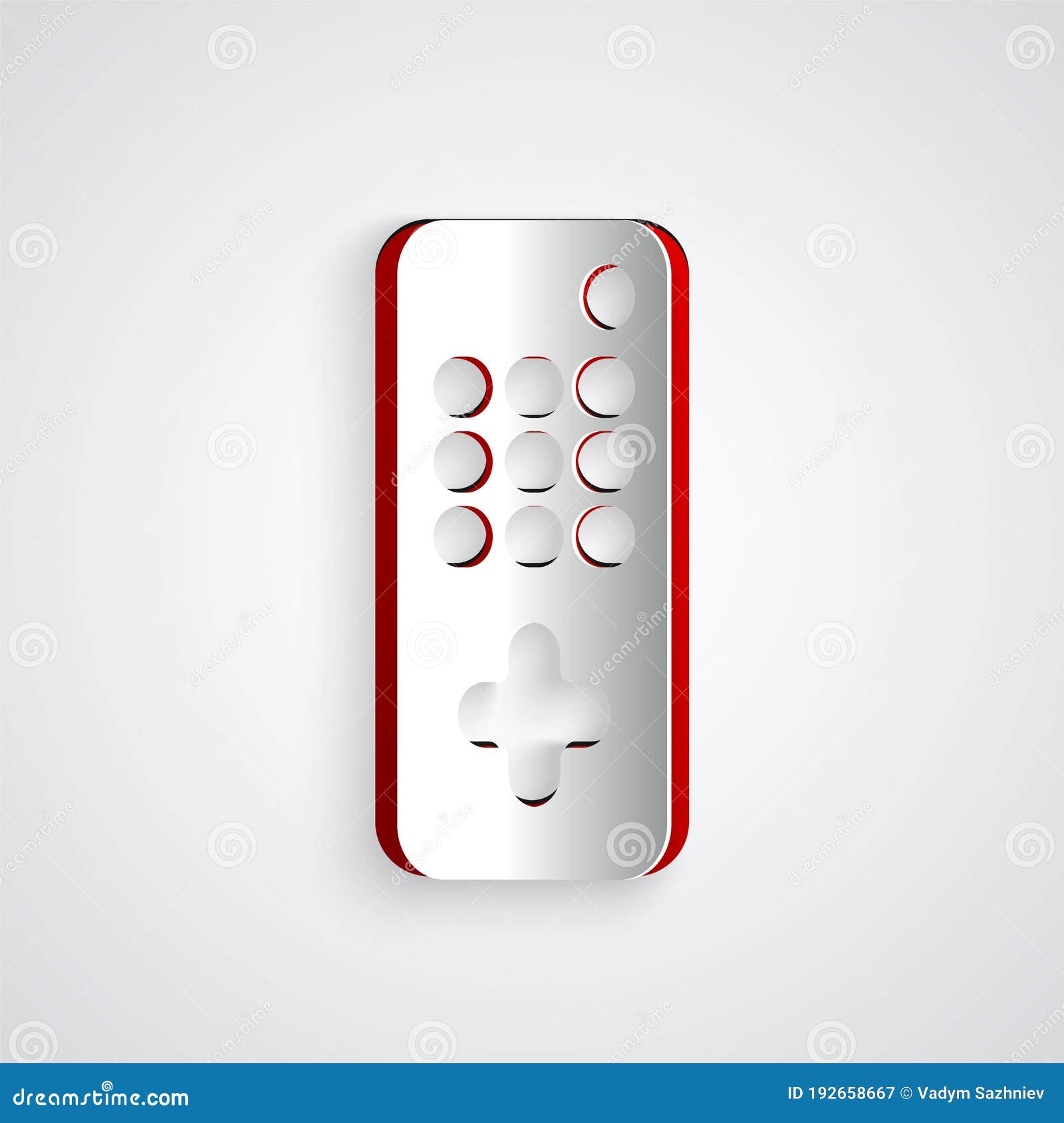 Paper Cut Remote Control Icon Isolated on Grey Background. Paper Art ...