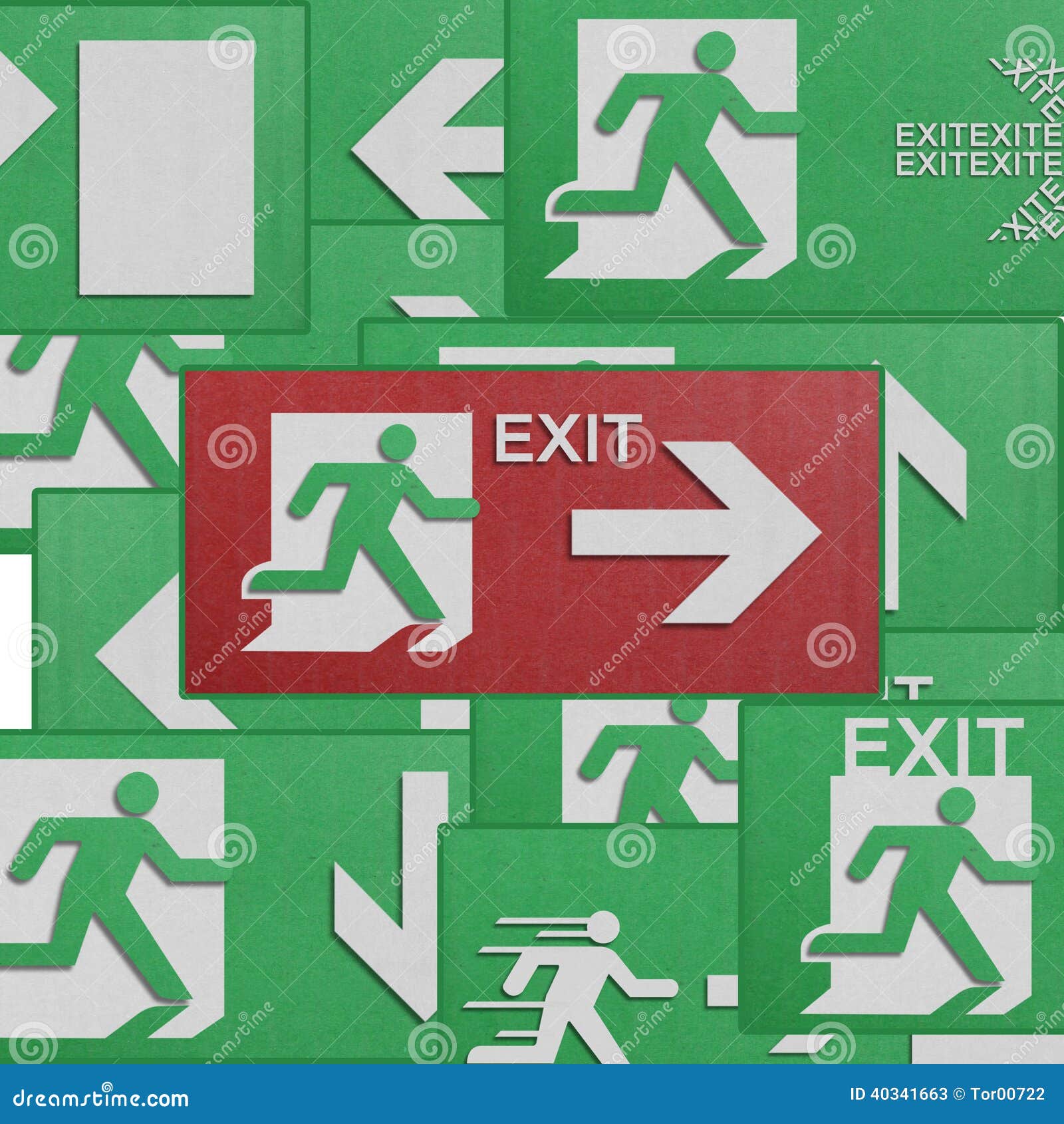 Paper Cut of Run To Exit Label for Emergency with Escape Sign Fr Stock ...