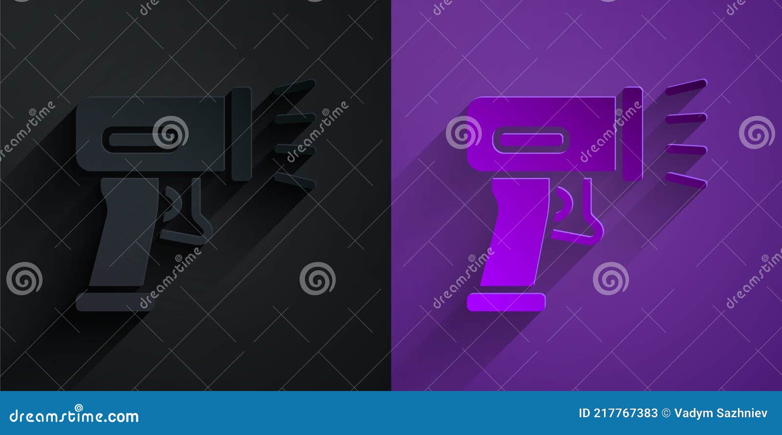 Paper Cut Scanner Scanning Bar Code Icon Isolated on Black on Purple ...