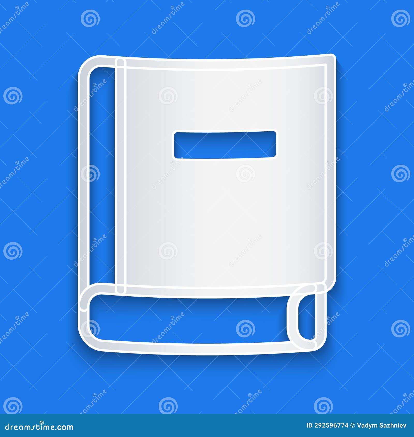 Paper Cut Science Book Icon Isolated on Blue Background. Paper Art ...