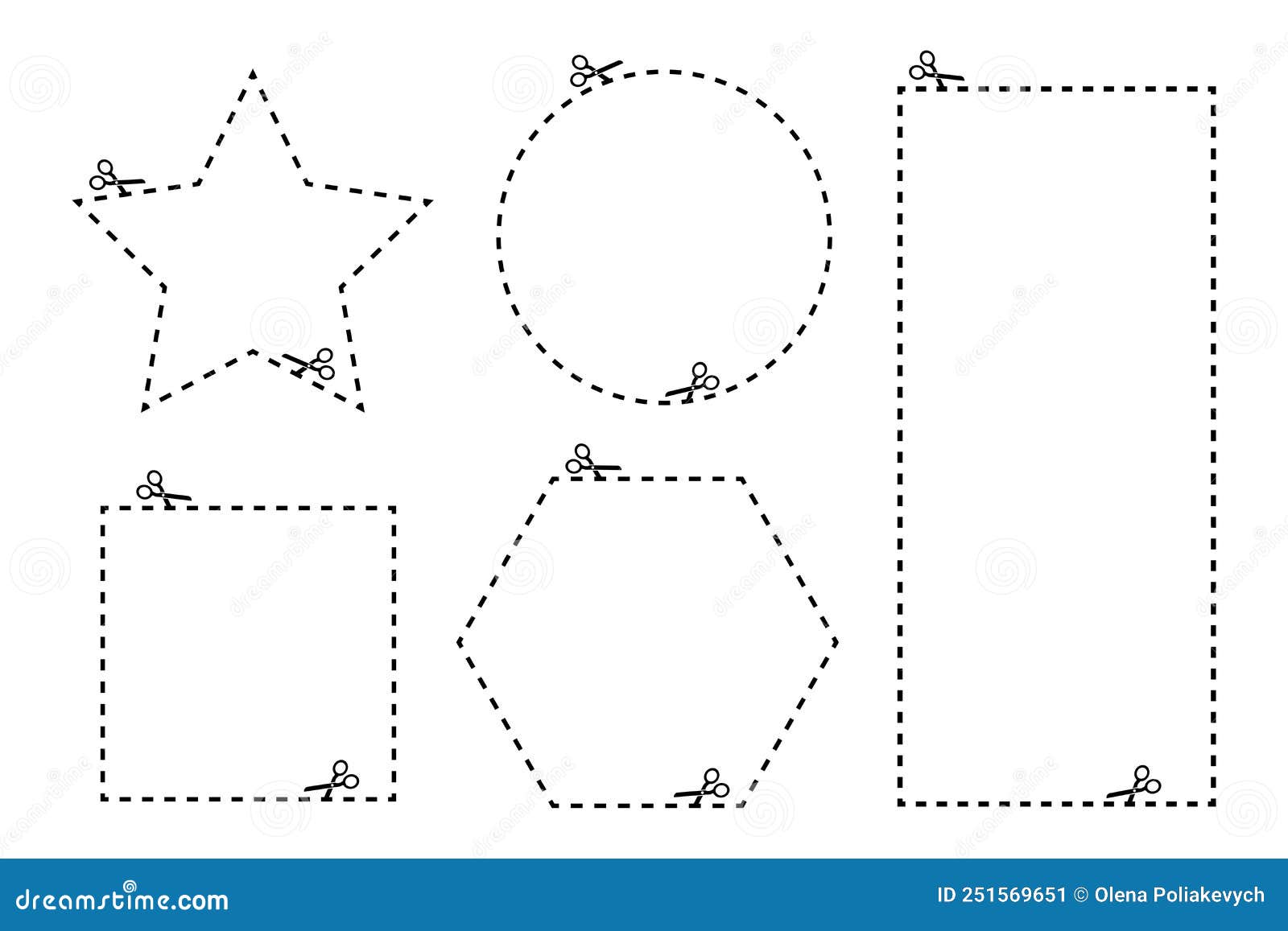 Paper Cut Set Scissors Cut Outline for Frame Print Design. Vector ...