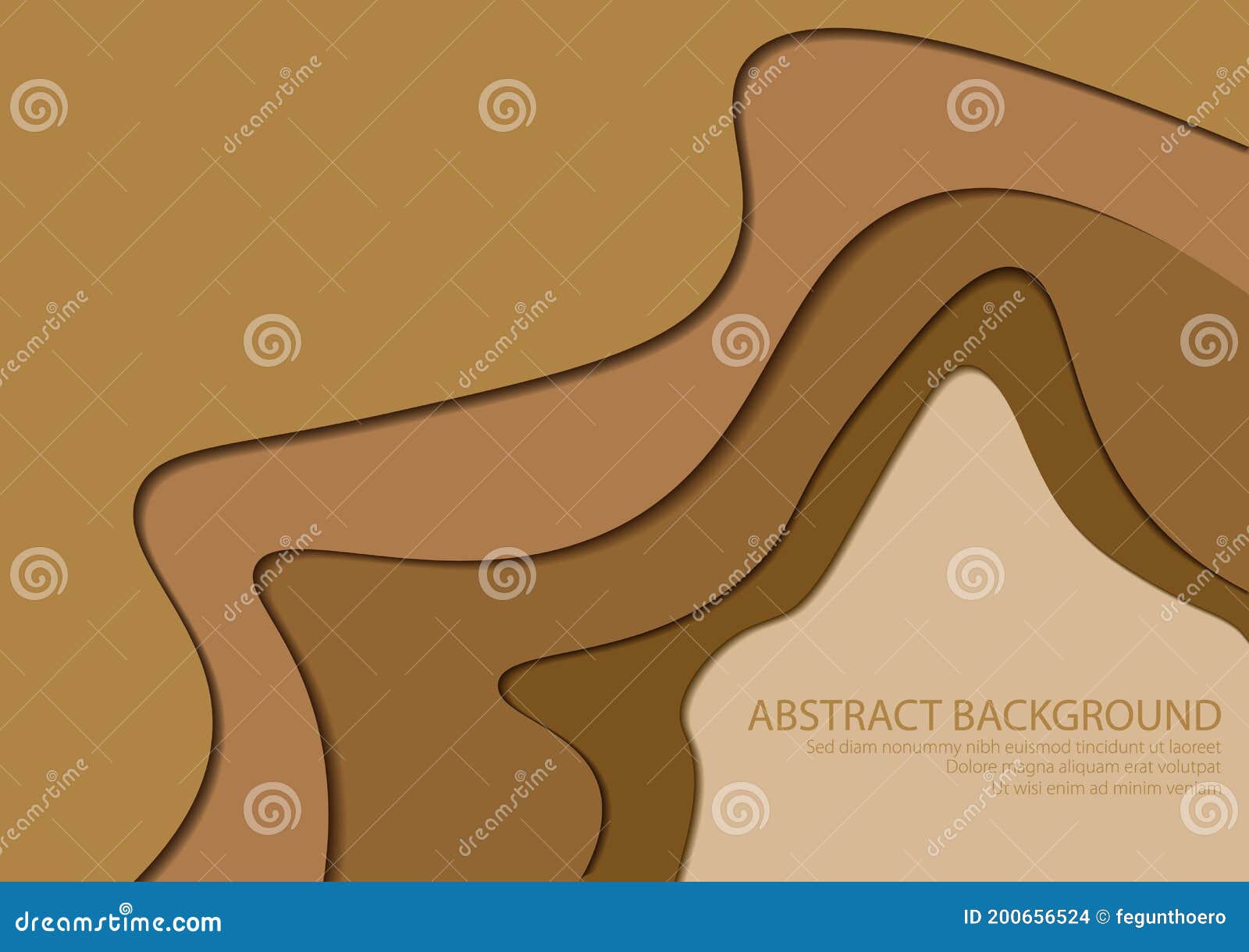 Paper Cut Shape Beige Color Abstract Line Wave. Design Graphic Vector ...