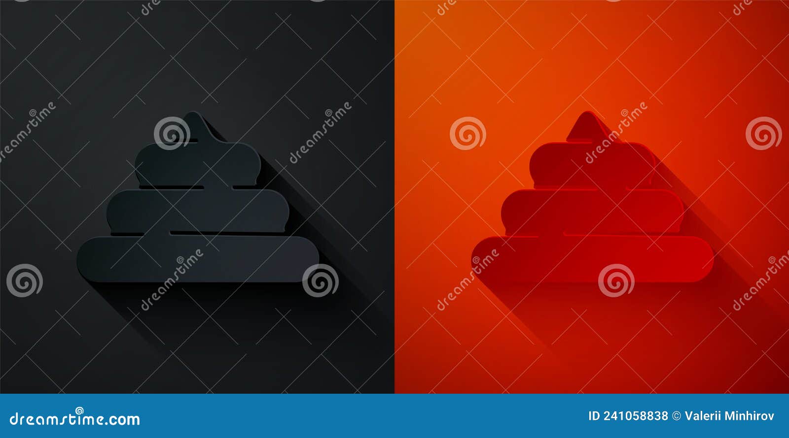 Paper Cut Shit Icon Isolated on Black and Red Background. Paper Art ...