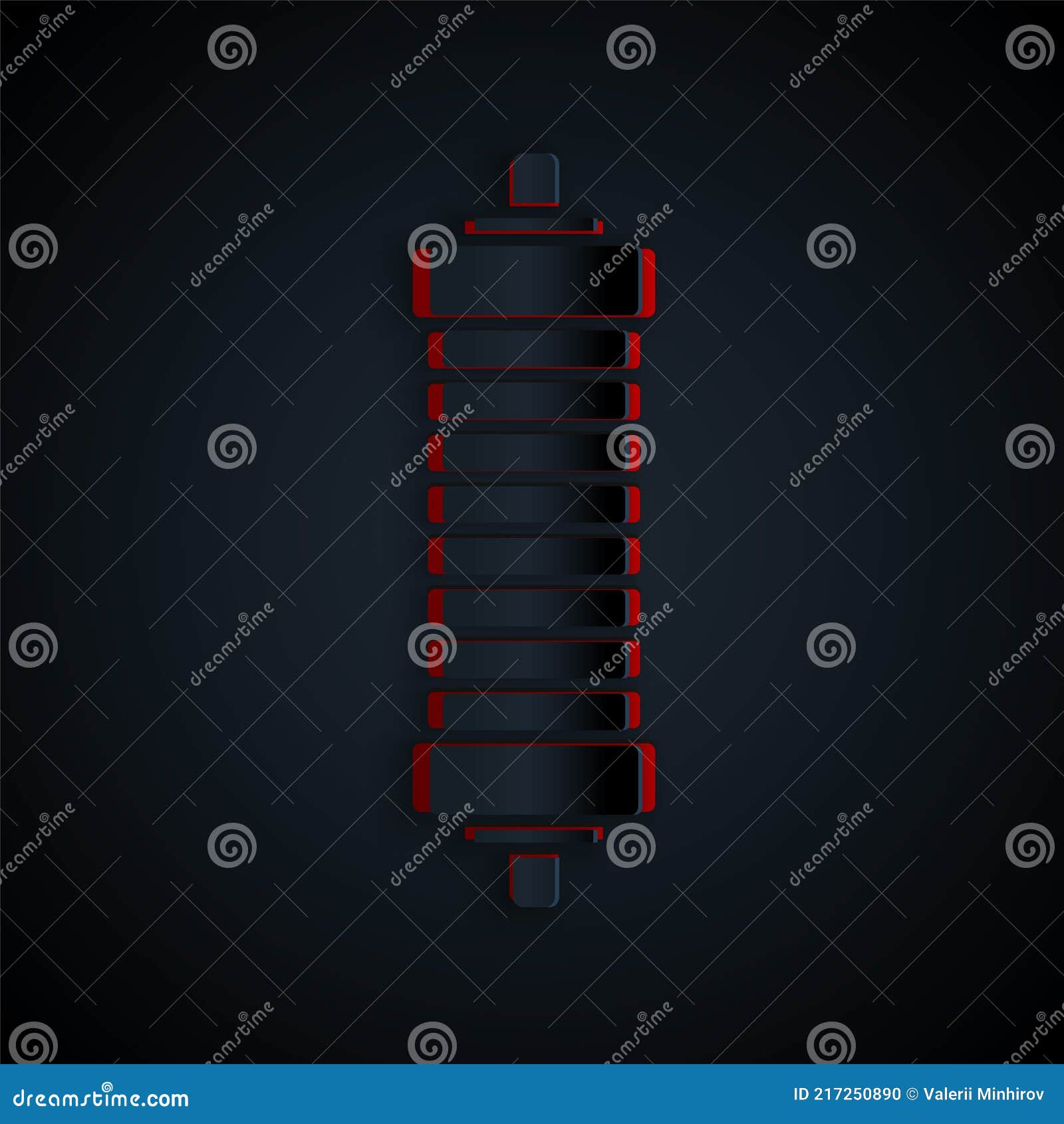 Paper Cut Shock Absorber Icon Isolated on Black Background. Paper Art ...