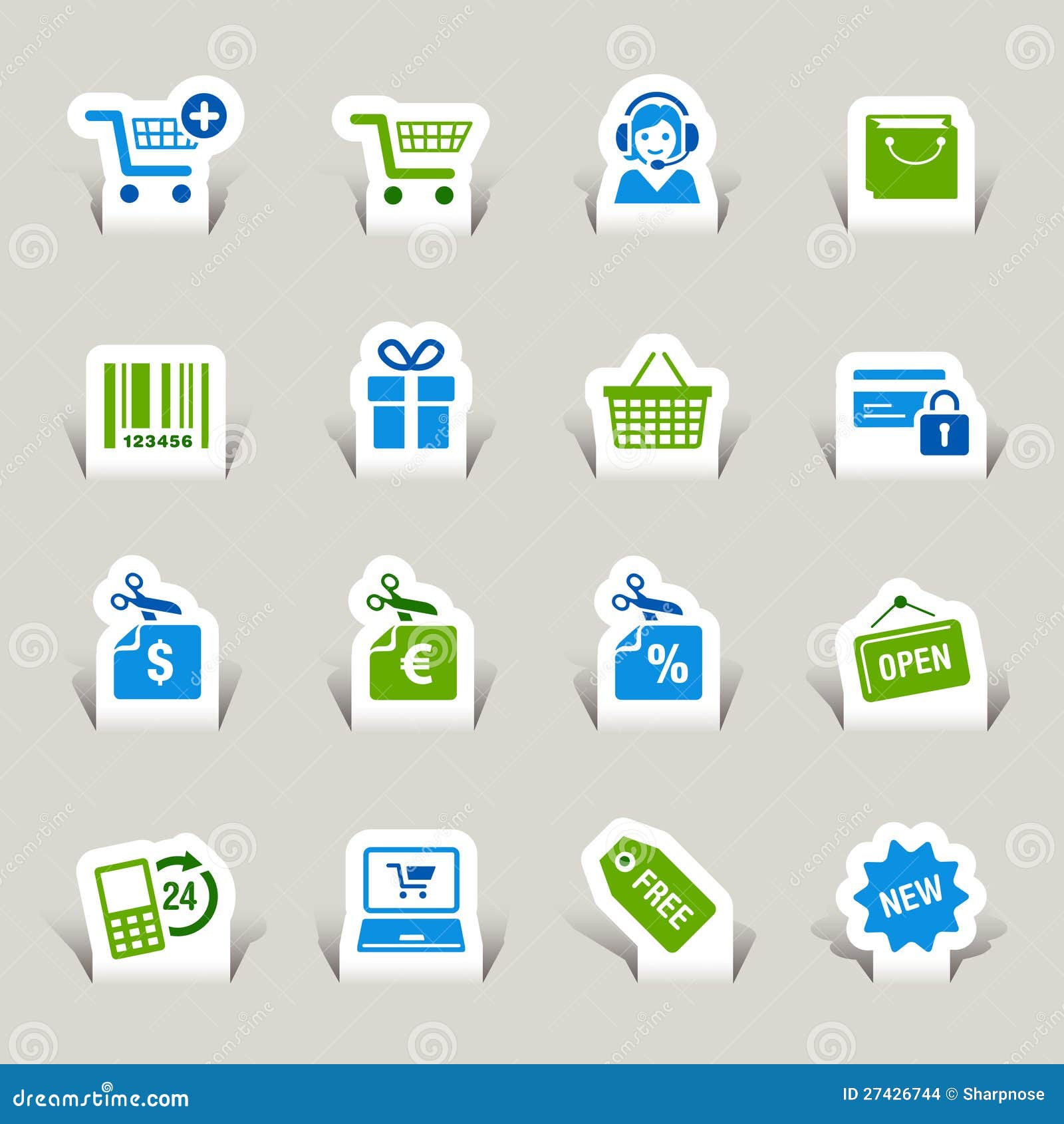 Paper Cut - Shopping icons stock vector. Illustration of delete - 27426744