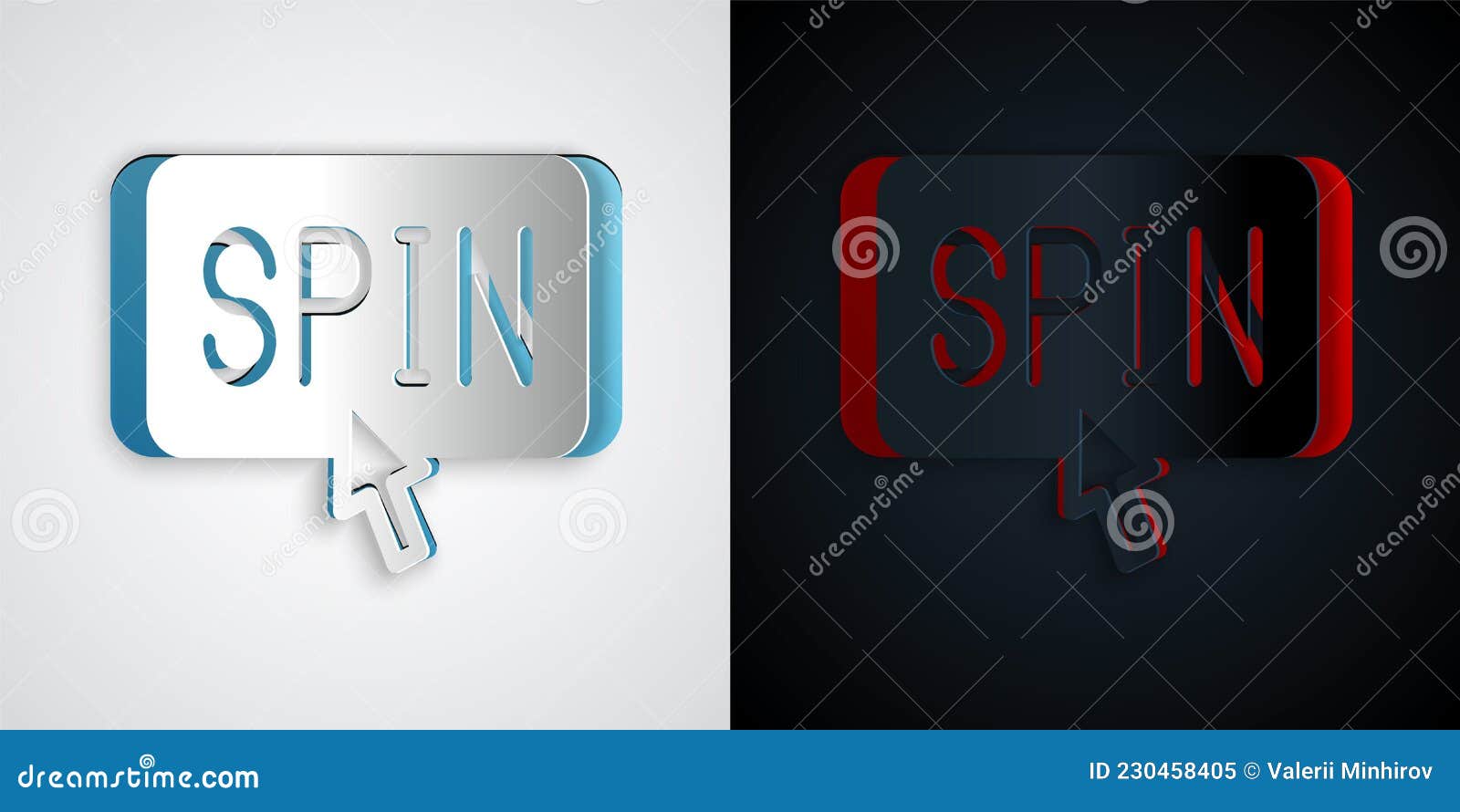 Paper Cut Slot Machine Spin Button Icon Isolated on Grey and Black ...