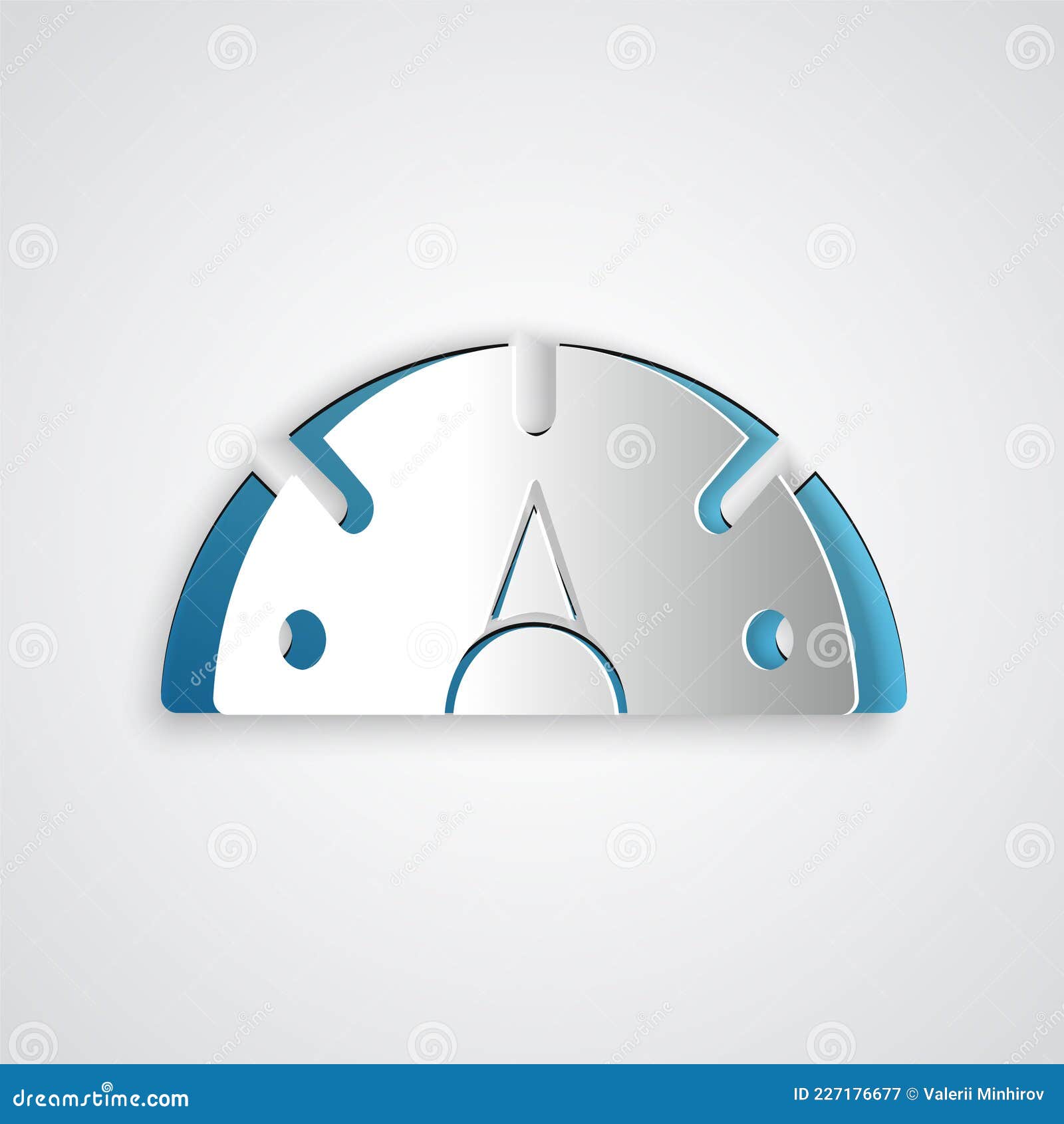 Paper Cut Speedometer Icon Isolated on Grey Background. Paper Art Style ...