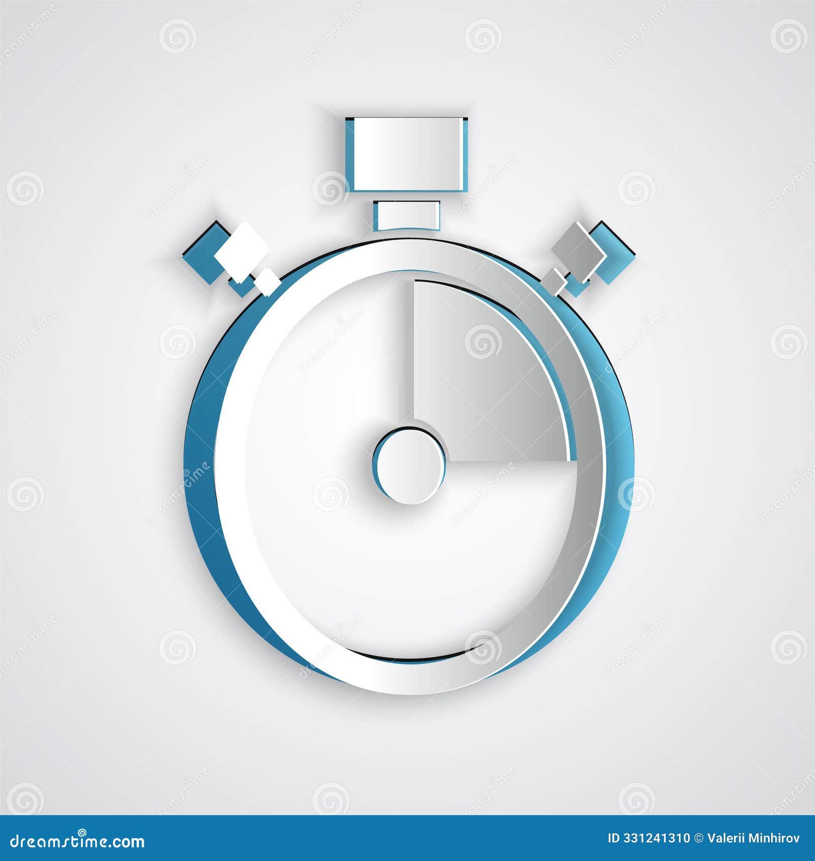 Paper Cut Stopwatch Icon Isolated on Grey Background. Time Timer Sign ...