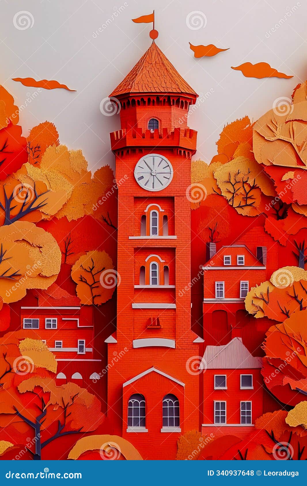 Paper-cut Style Illustration of the Water Tower Stock Illustration ...
