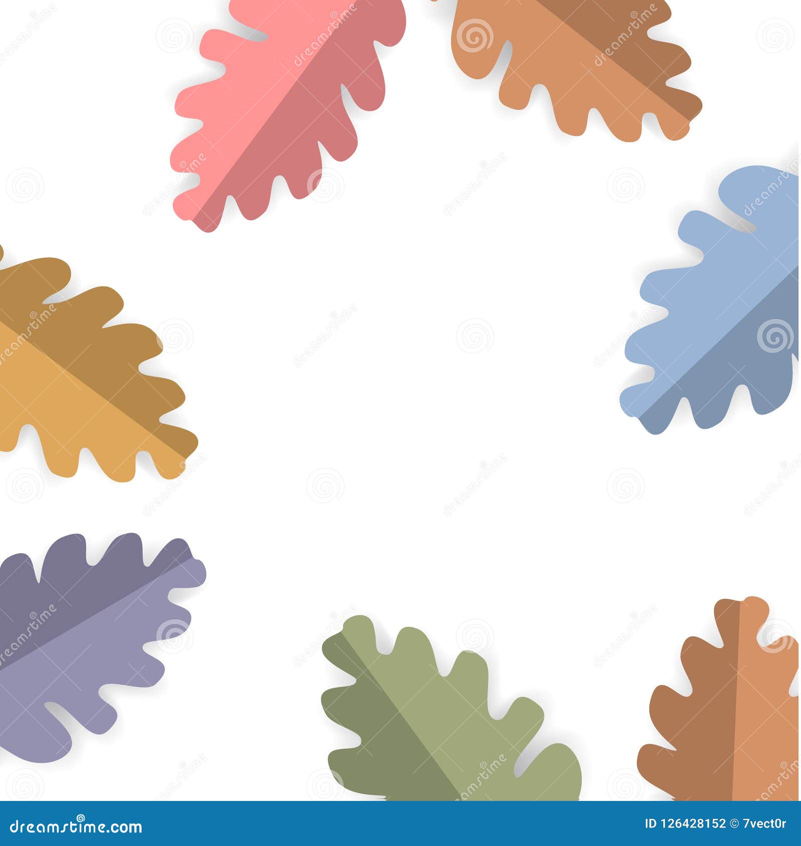 Paper Cut Style Pastel Colored Oak Tree Leaves Square Background Stock ...