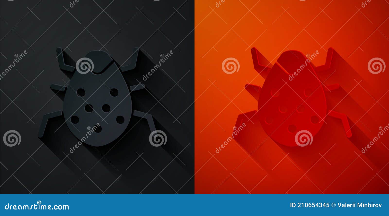 Paper Cut System Bug Concept Icon Isolated on Black and Red Background ...