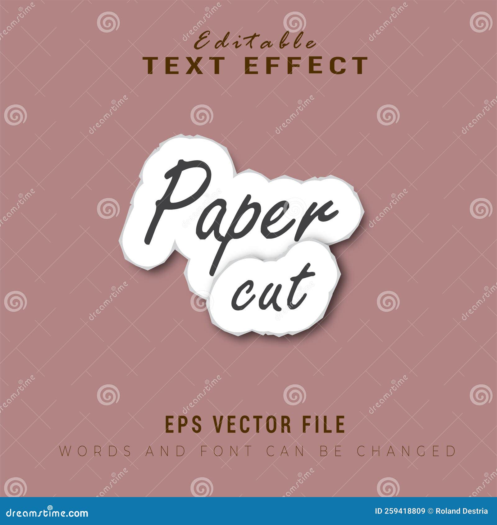 Paper Cut Editable Vector Text Effect Simple Effect Stock Vector ...