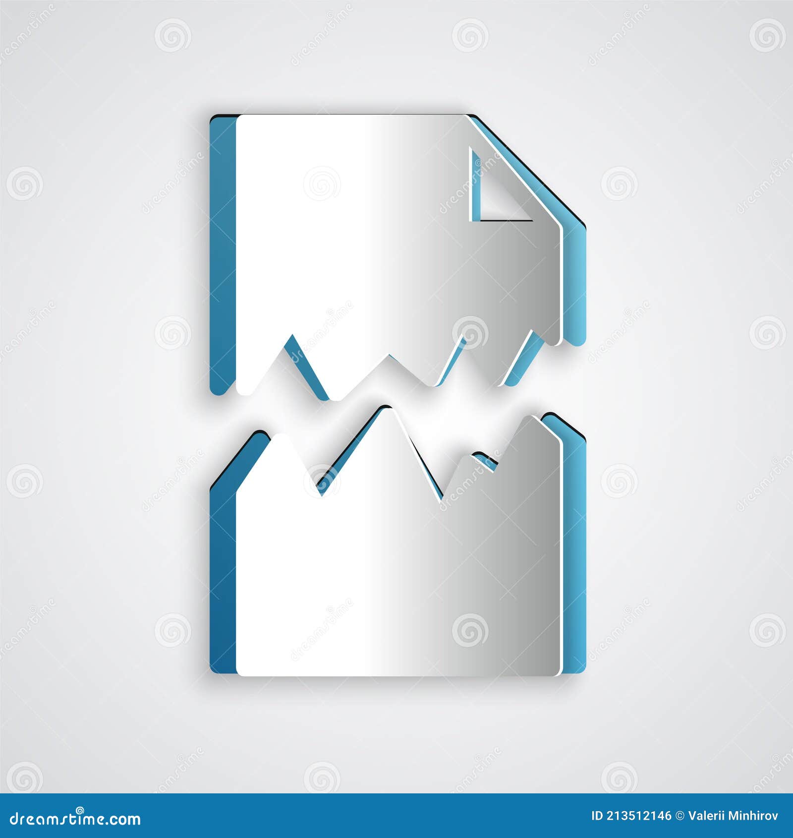 Paper Cut Torn Document Icon Isolated on Grey Background. Paper Art ...