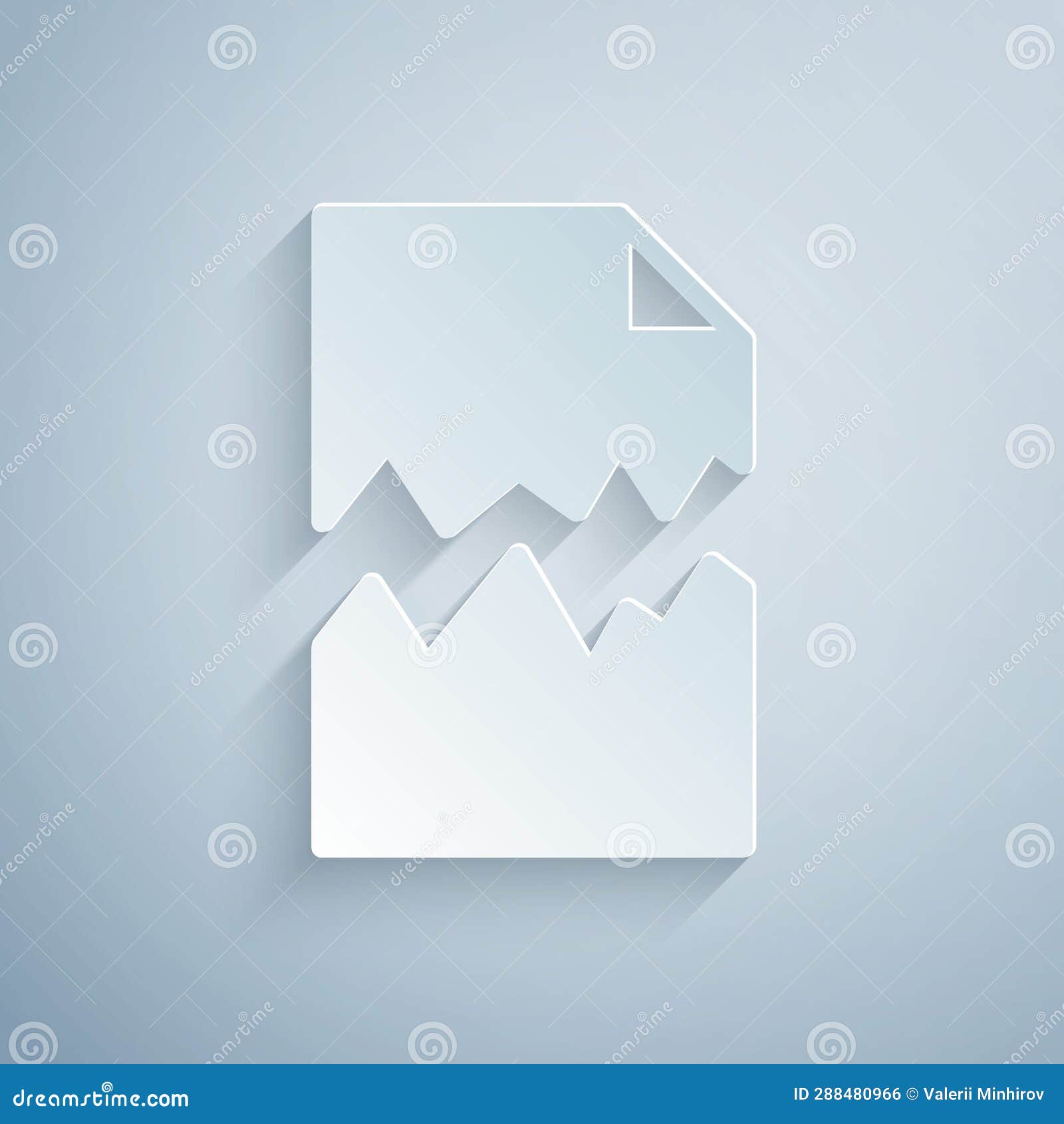 Paper Cut Torn Document Icon Isolated on Grey Background. Paper Art ...