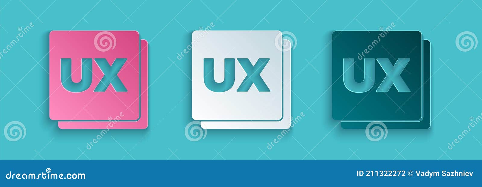 Paper Cut UI or UX Design Icon Isolated on Blue Background. Paper Art ...