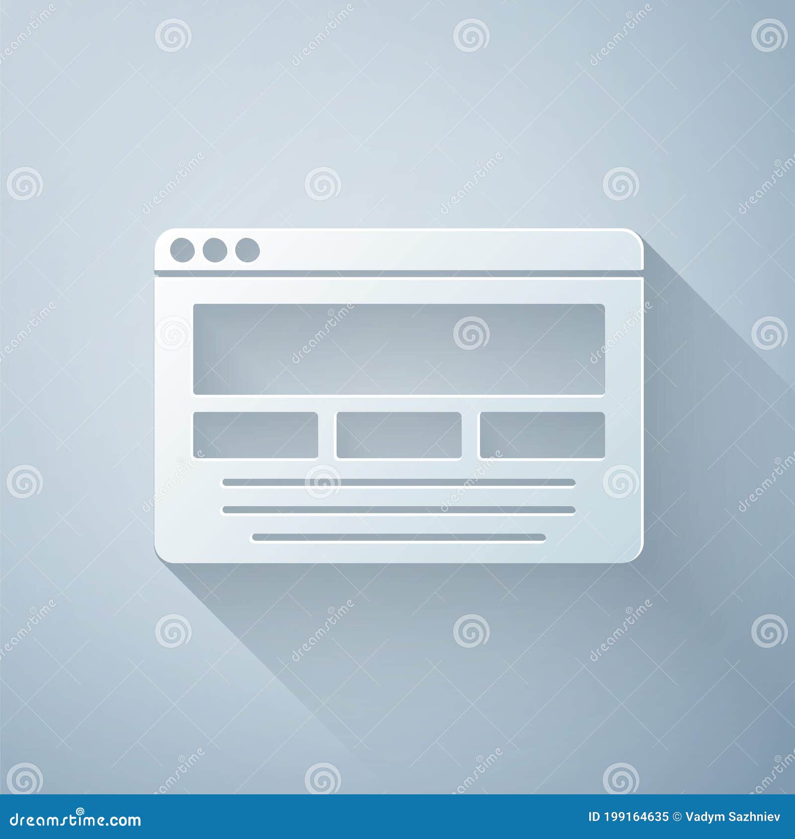 Paper Cut UI or UX Design Icon Isolated on Grey Background. Paper Art ...